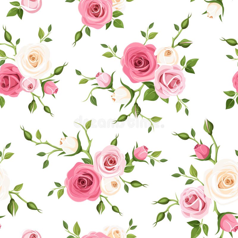 Seamless Pattern with Pink Roses. Vector Illustrat Stock Vector ...