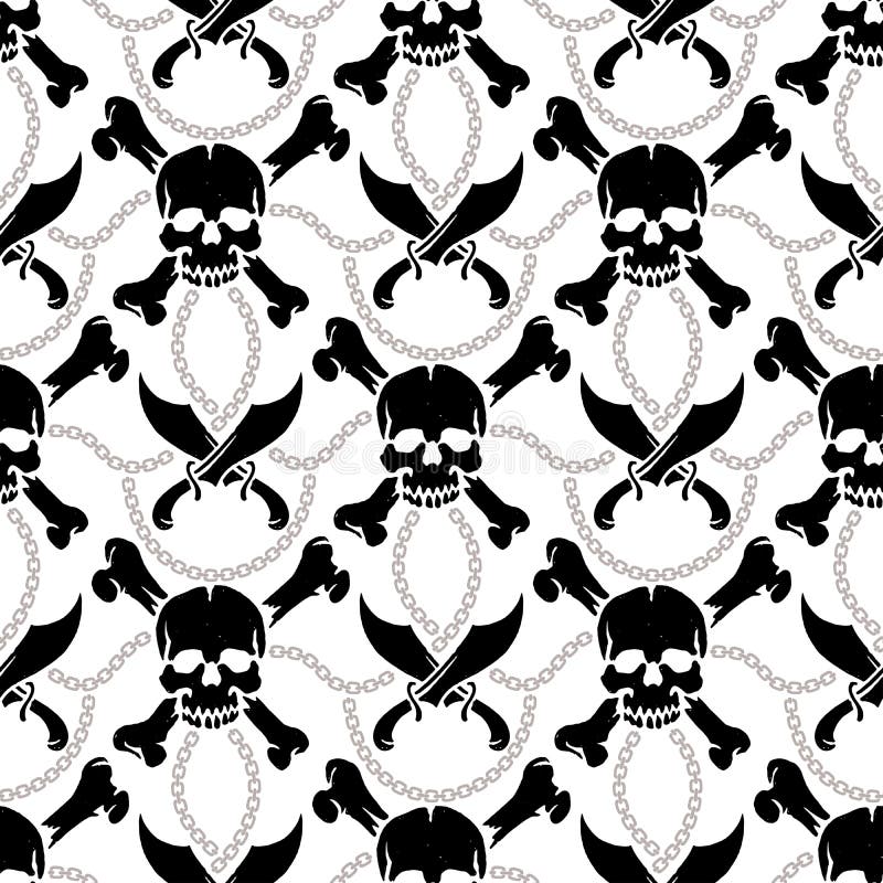Seamless Pattern Pirate Skulls Stock Vector - Illustration of repeat ...