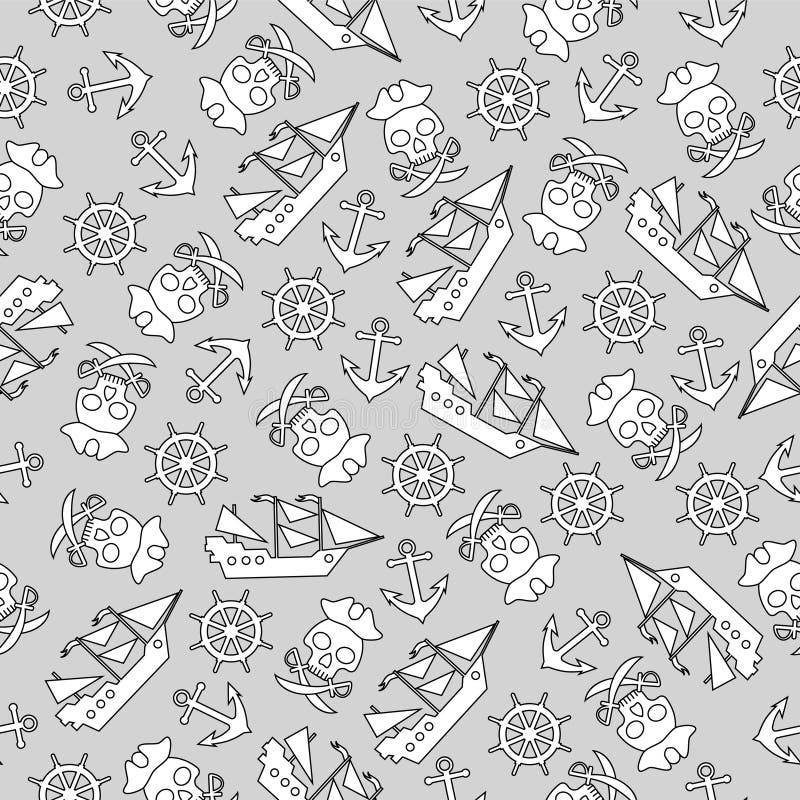 Seamless Pattern On The Pirates Theme. For Decoration, Wrapping, Print ...