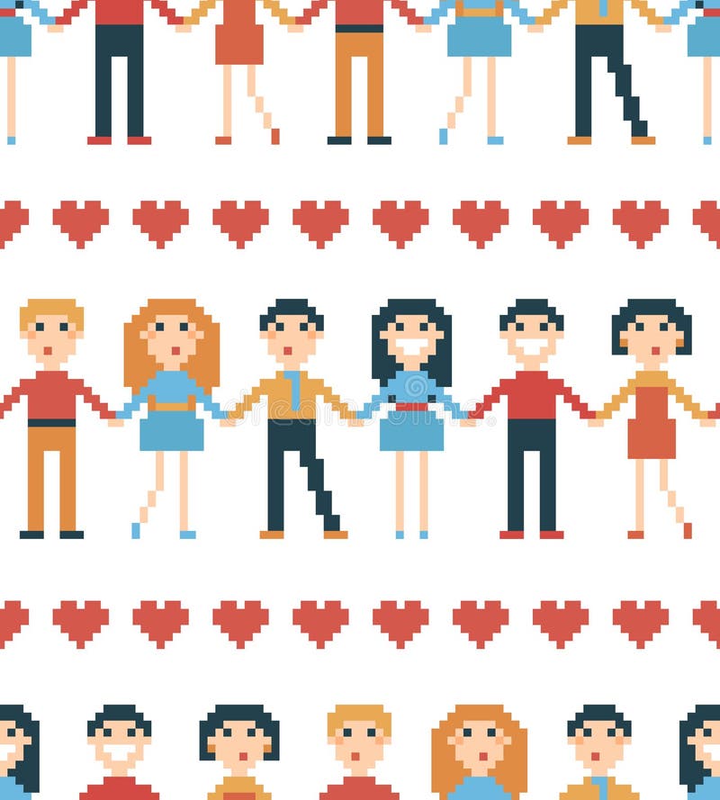 Seamless Pixel People Stock Illustrations – 270 Seamless Pixel People ...