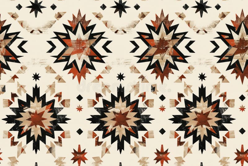 A Seamless Pattern with Pixelated Boho Stars, Their Forms Filled in ...