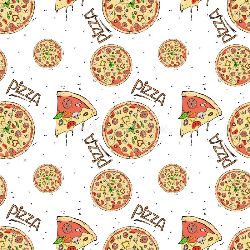 Seamless Colorful Cartoon Pizza Texture Stock Illustrations – 248 ...