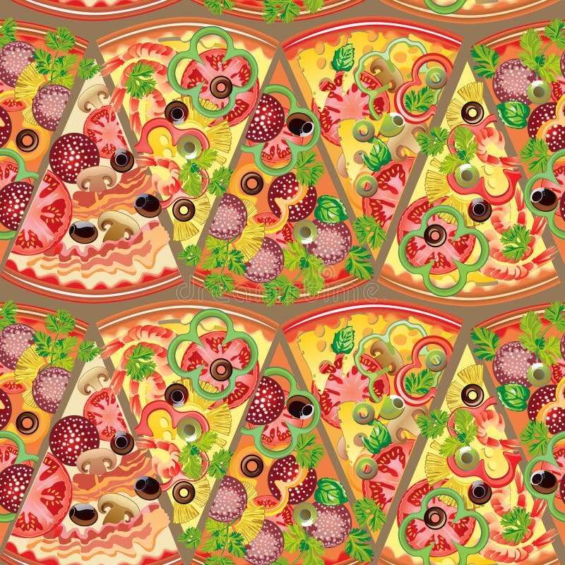 Seamless pattern pizza stock illustration. Illustration of dinner ...