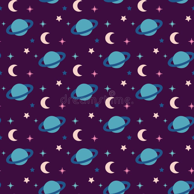 Seamless Pattern with Planets and Galaxy Space Stock Vector ...