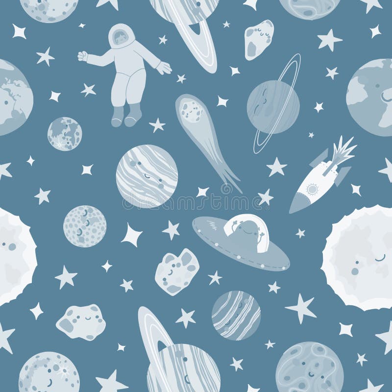 Seamless Pattern of the Planets of the Solar System in Flat Style ...