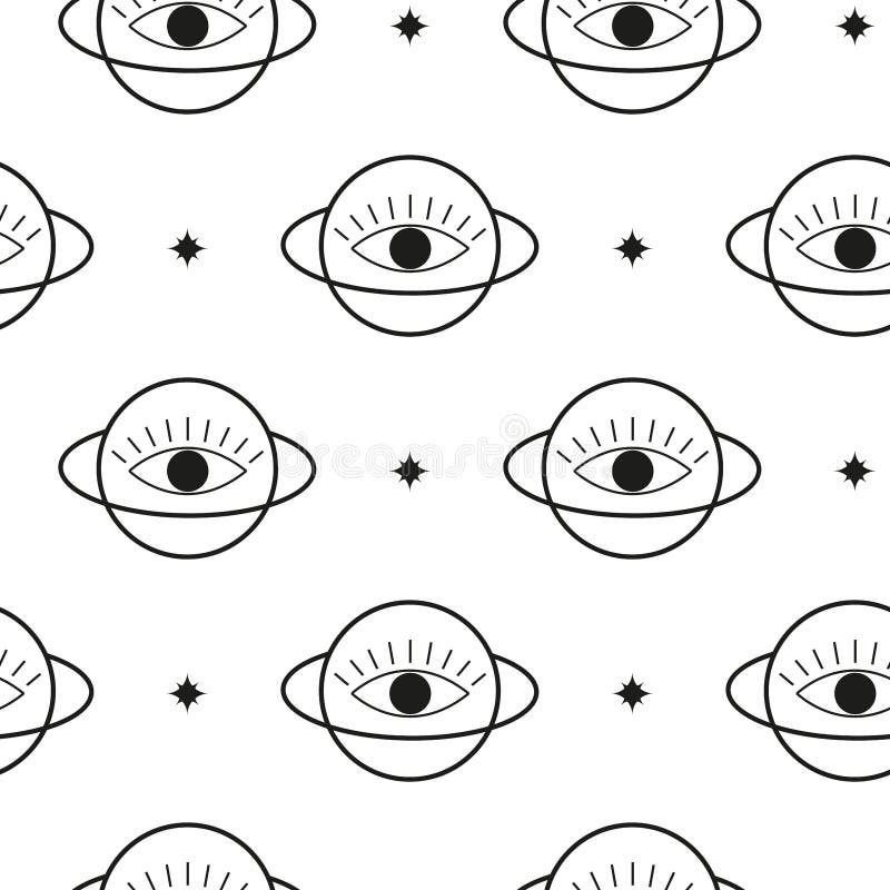 Seamless Pattern with Planets and Third Eye. Stock Vector ...