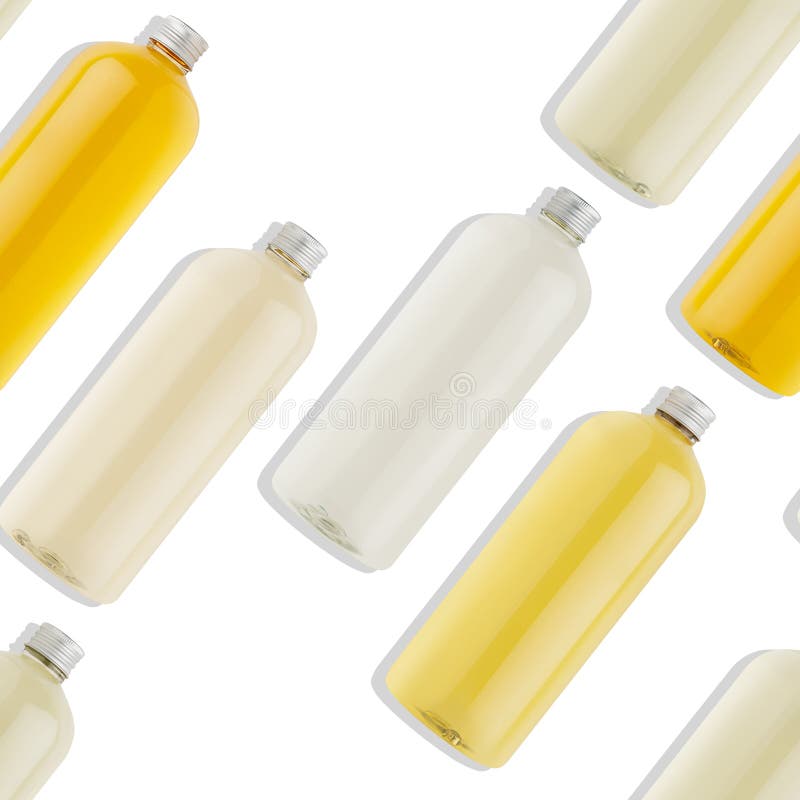 Seamless Pattern of Plastic Cosmetic Bottles with Different Colors Pale ...
