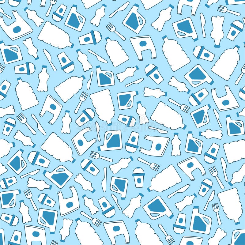 Seamless Pattern of Plastic Pollution, Reuse Reduce Recycle Stock ...