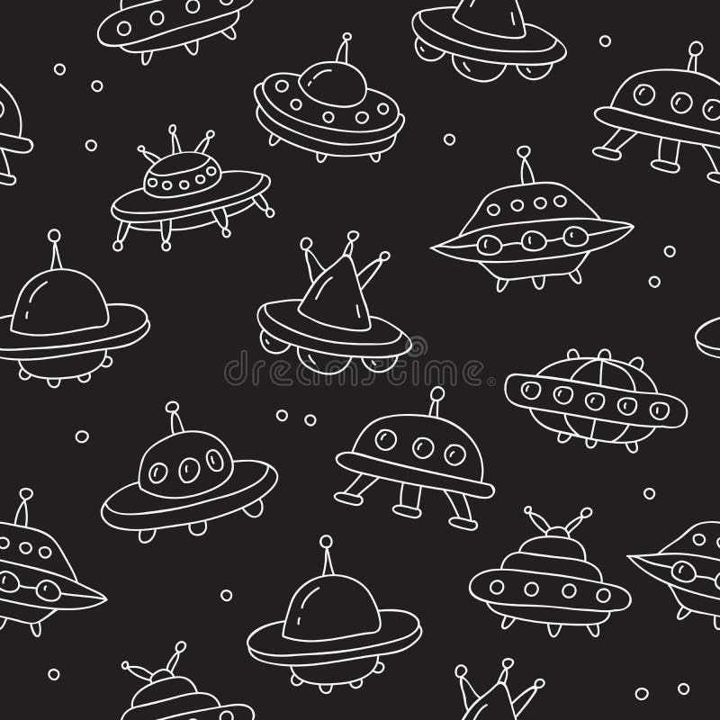 Seamless Pattern of the Plates UFO Stock Vector - Illustration of ...