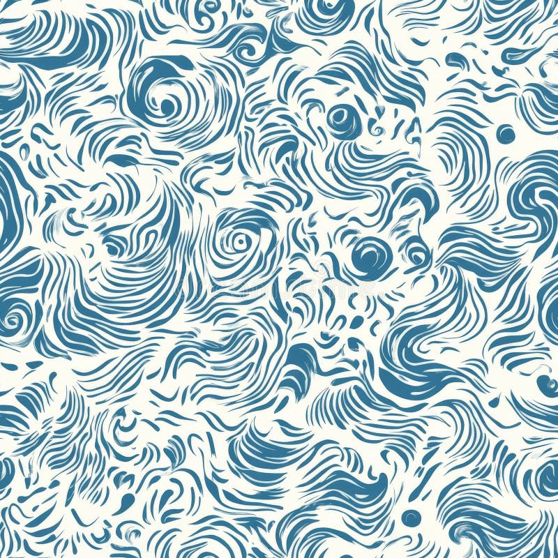A Seamless Pattern of Playful Hand-drawn Waves, Swirls, and Abstract ...