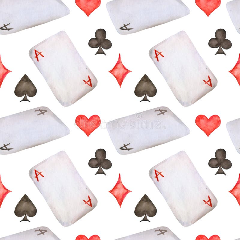 Seamless Pattern with Playing Card Symbols Stock Illustration ...