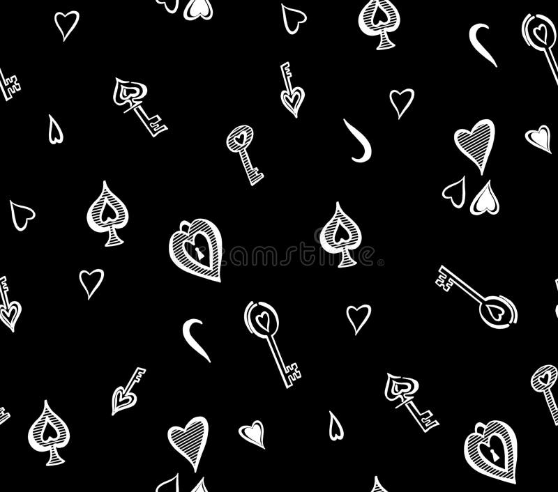 Seamless Pattern of Playing Cards Icons with Keys. Repeated Design for ...