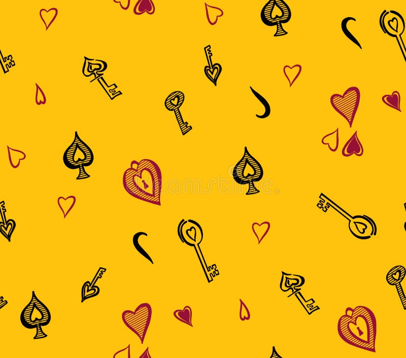 Seamless Pattern of Playing Cards Icons with Keys. Repeated Design for ...