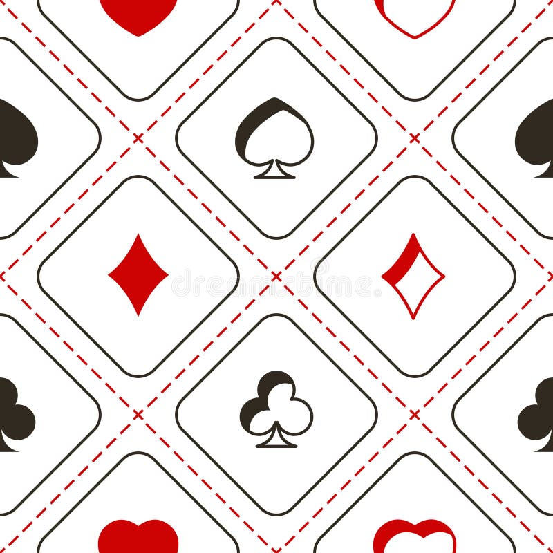 Seamless Pattern with Playing Cards Symbols Stock Vector - Illustration ...