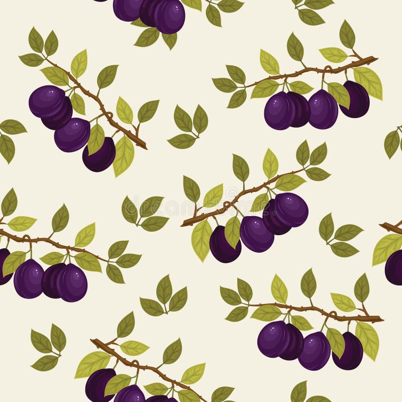 Seamless Pattern With Plum Branches Stock Vector - Illustration of ...
