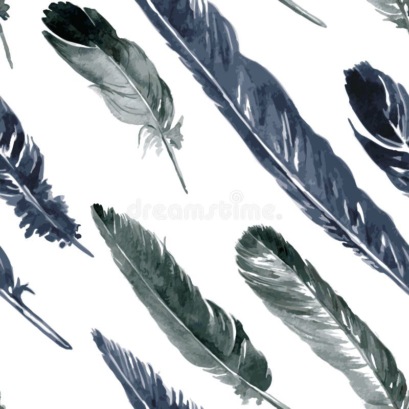 Seamless Pattern with Plumes Stock Vector - Illustration of fragility ...