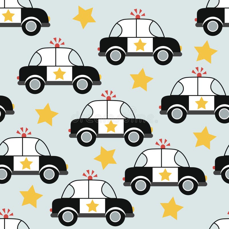 Seamless Pattern with Police Cars Stock Illustration - Illustration of ...