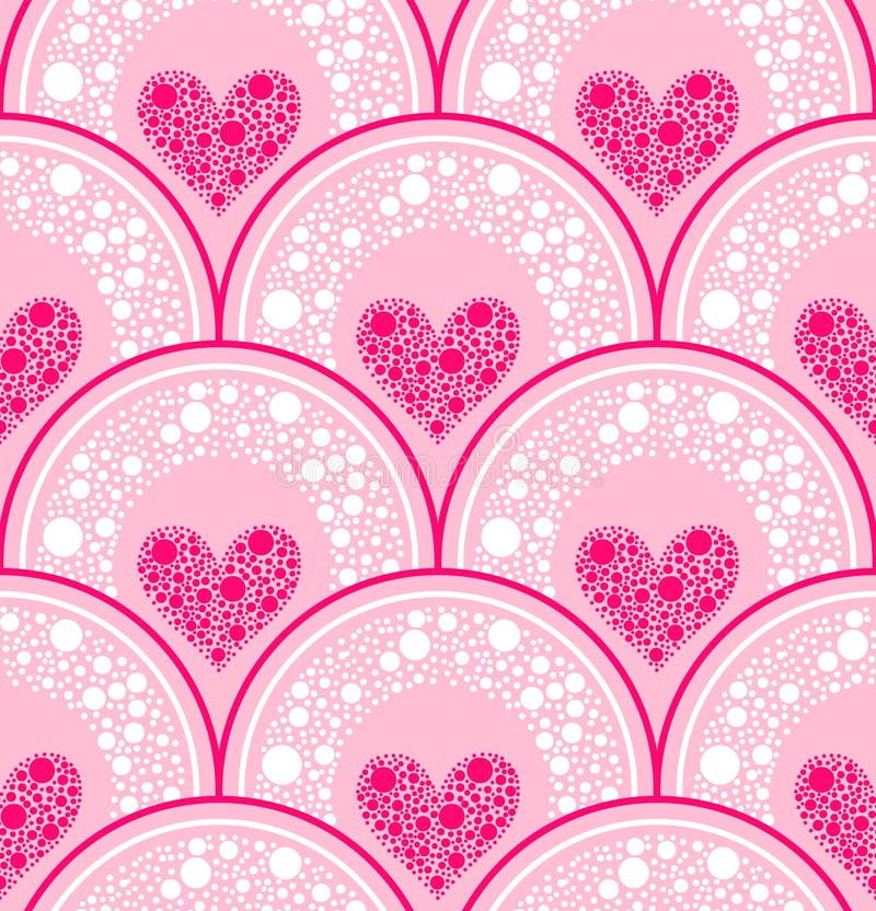 Seamless Pattern of Polka Dot Hearts and Polka Dot Arc Stock ...