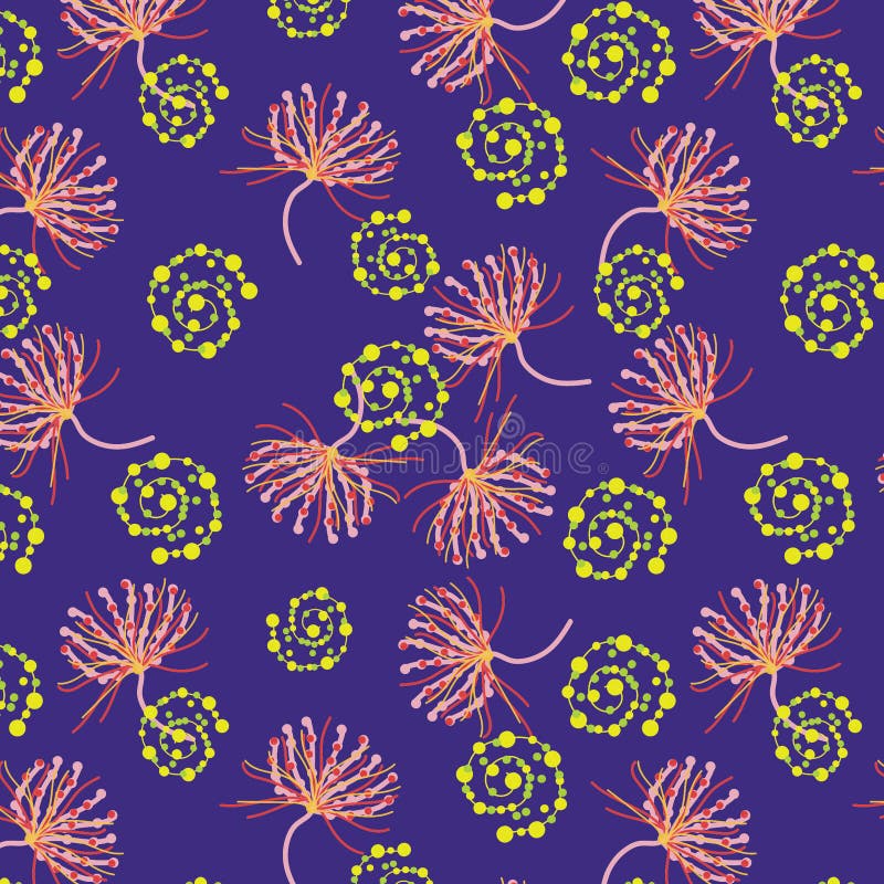 Seamless Pattern from Pollen on a Dark Background. Stock Vector ...