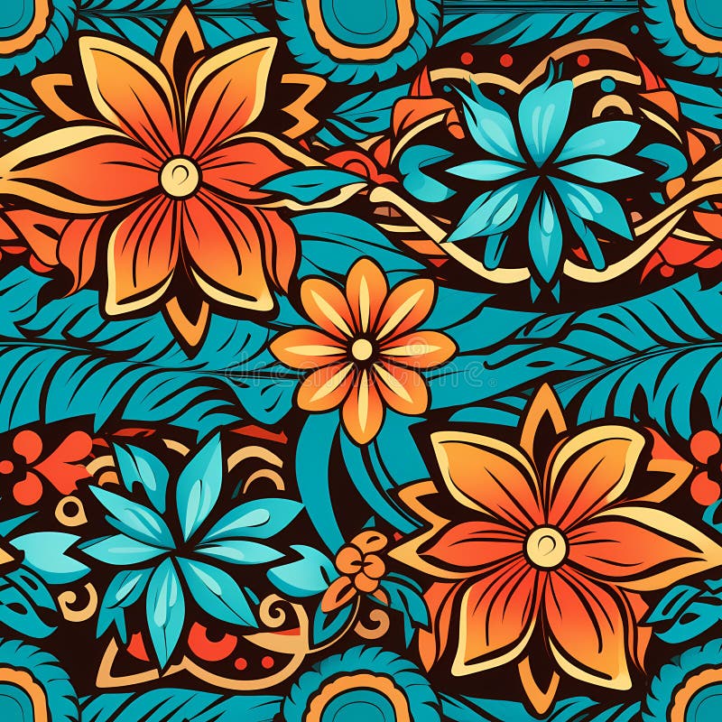 Seamless Pattern of Polynesian Hawaiian Style. Wrapping Paper Pattern ...