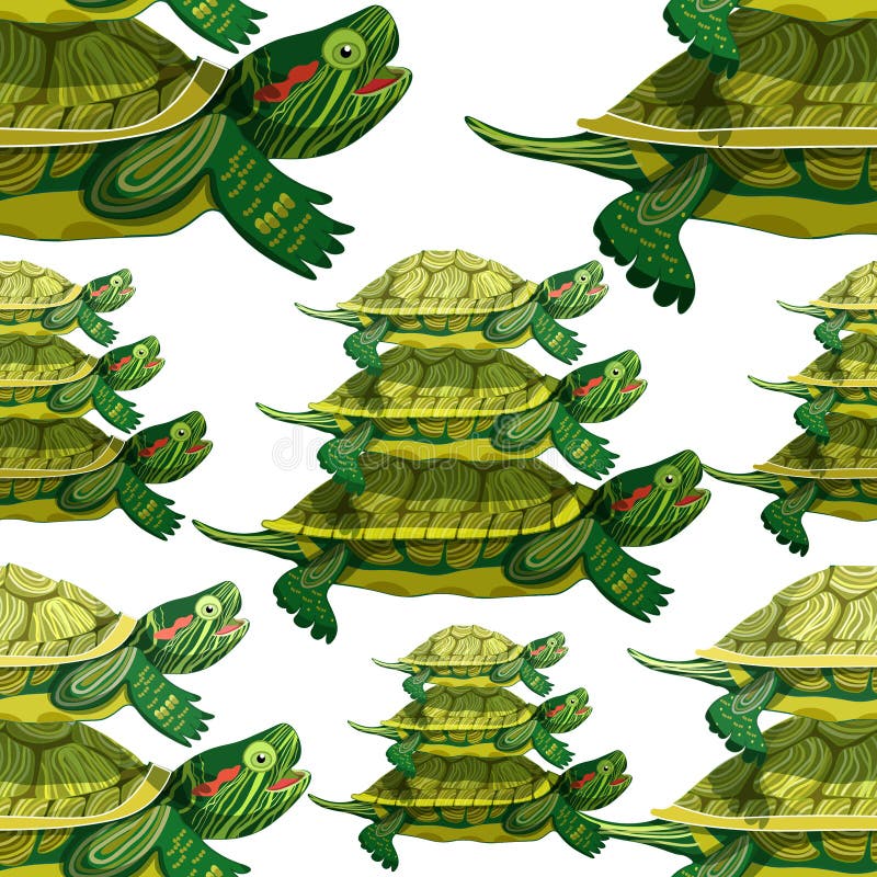 Pond Slider Turtle Green Smiling. Vector Illustration Stock Vector ...