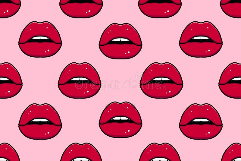 Seamless Pattern. Pop Art, Red Lips. Half-open Mouth Stock Vector ...