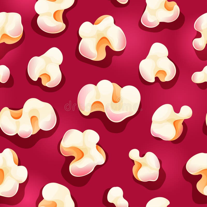 Seamless Pattern with Popcorn in Cartoon Style. Stock Vector ...