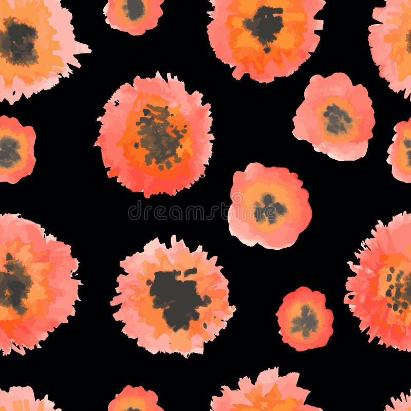 Seamless Pattern Poppies Background Colored Stock Vector - Illustration ...