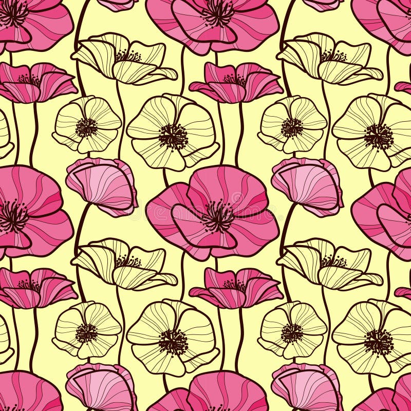 Seamless Pattern with Poppy Stock Vector - Illustration of nature ...