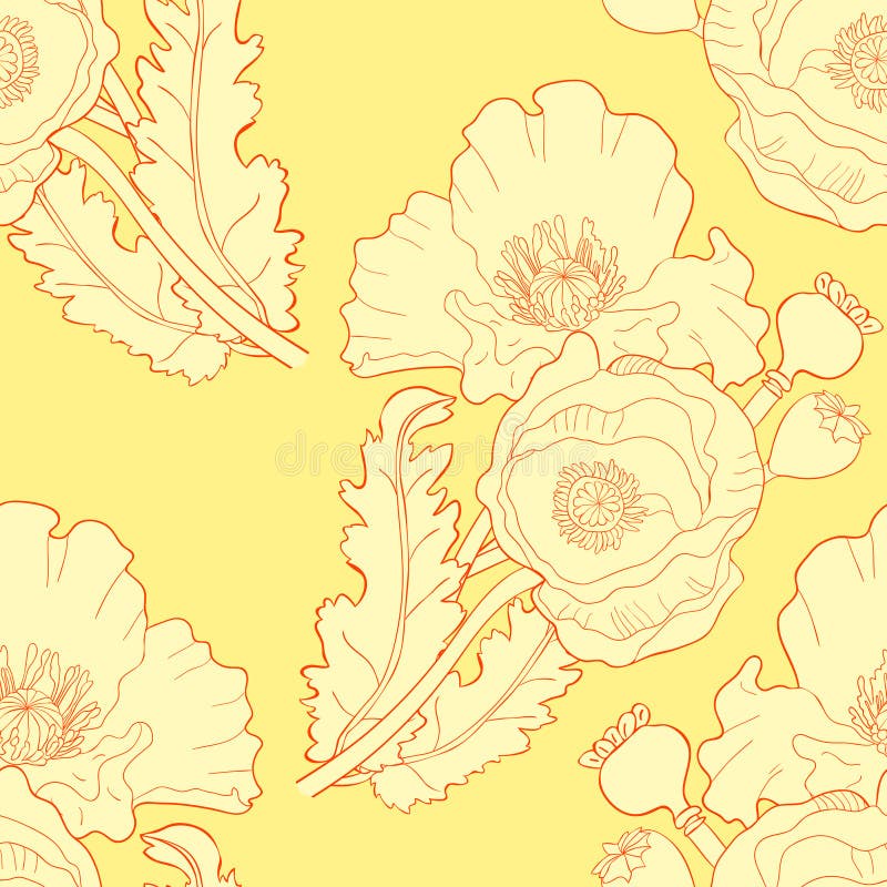 Seamless Pattern Poppy Flower Bud with Seeds. Vector Illustration Stock ...