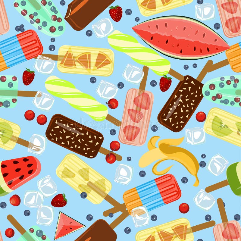 Seamless Pattern With Popsicles Stock Vector Illustration Of Fruit