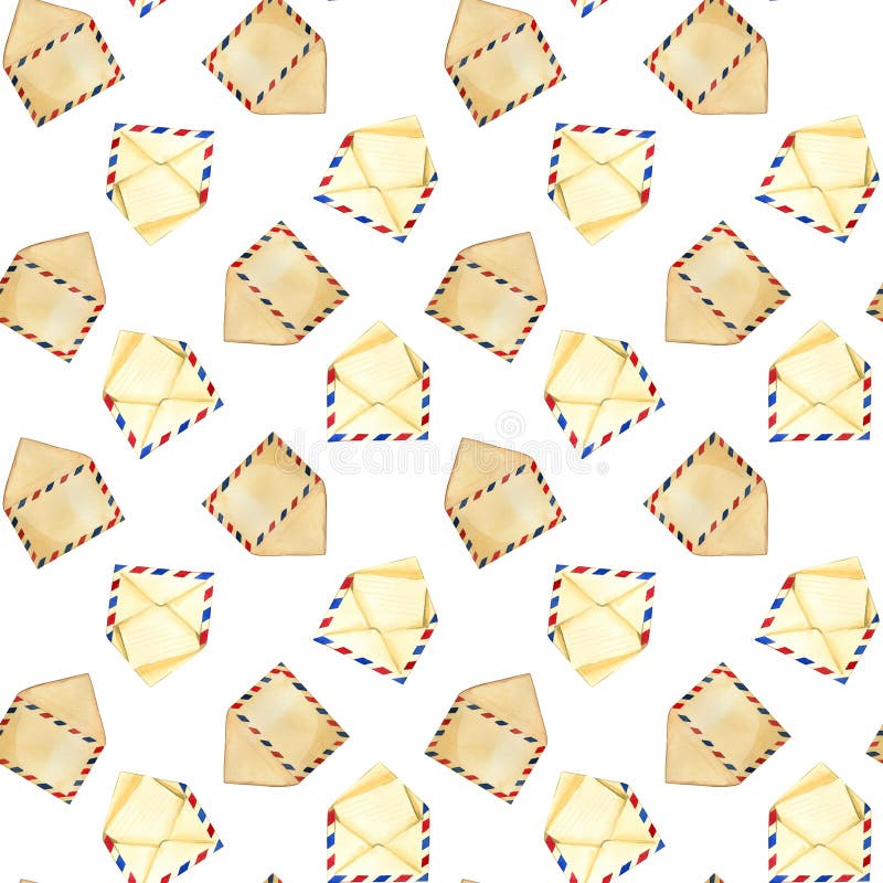 Seamless Pattern. Postal Envelopes with Red and Blue Stripes. All ...