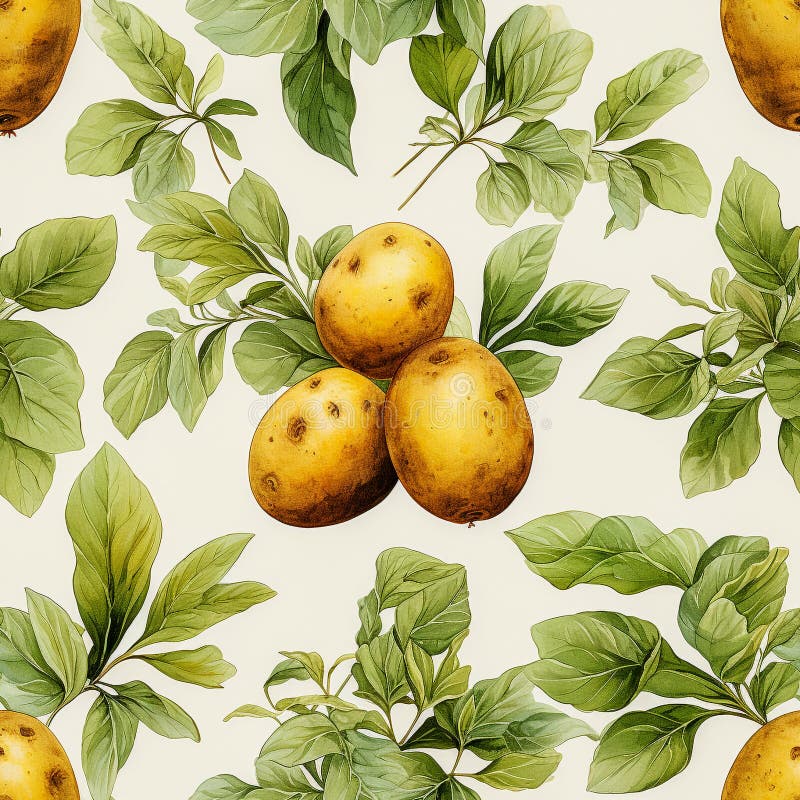 Seamless Pattern Potato , Watercolor , AI Generated Stock Illustration ...