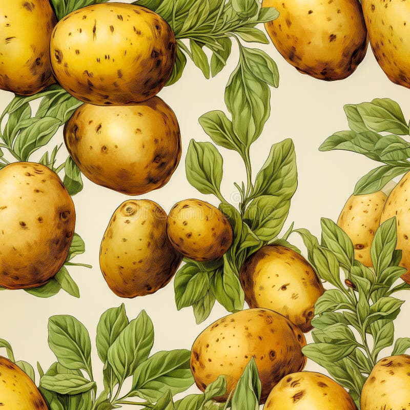 Seamless Pattern Potato , Watercolor , AI Generated Stock Illustration ...