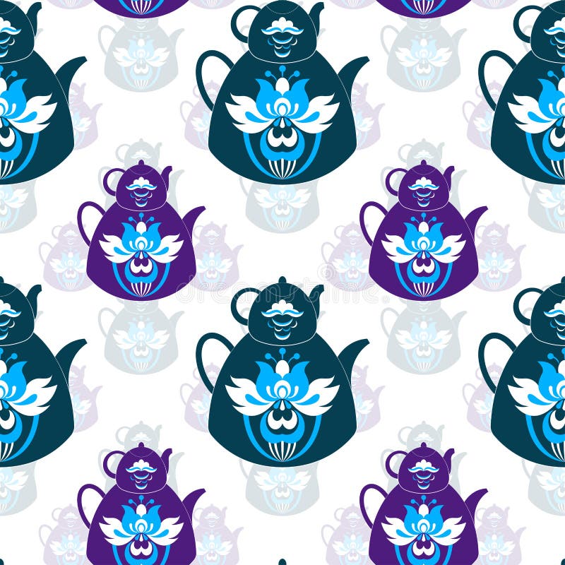 Seamless Pattern of Pots and Flowers on an Isolated White Background ...