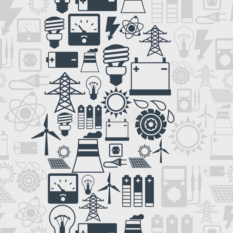 Seamless Pattern with Power Icons in Flat Design Stock Vector ...