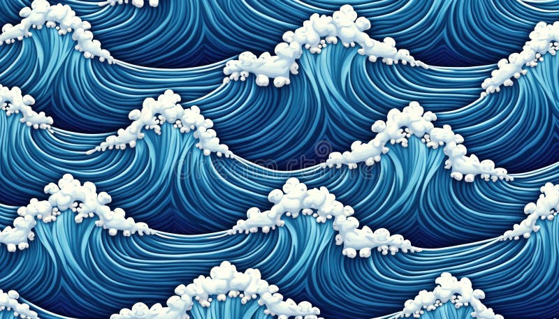 Seamless Pattern of Powerful Ocean Waves. Strong Dynamic Blue Waves ...