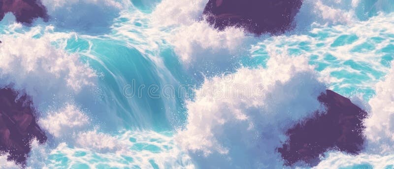 Seamless Pattern of a Powerful Waterfall Cascading Over Rocks in a ...