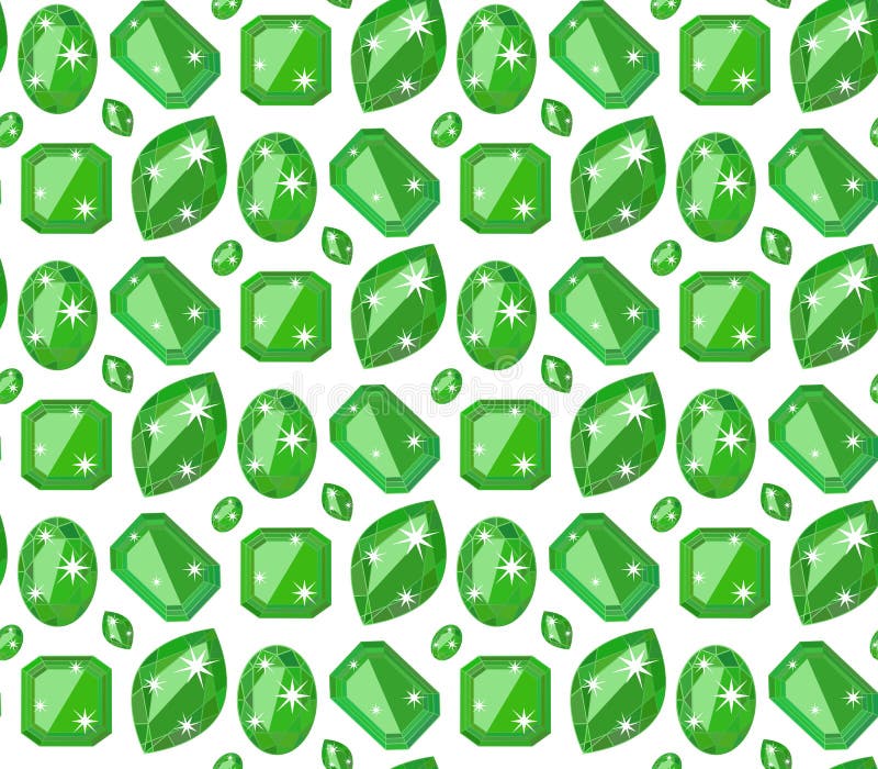 Seamless Pattern with Precious Gem Emerald in Flat Style Stock Vector ...