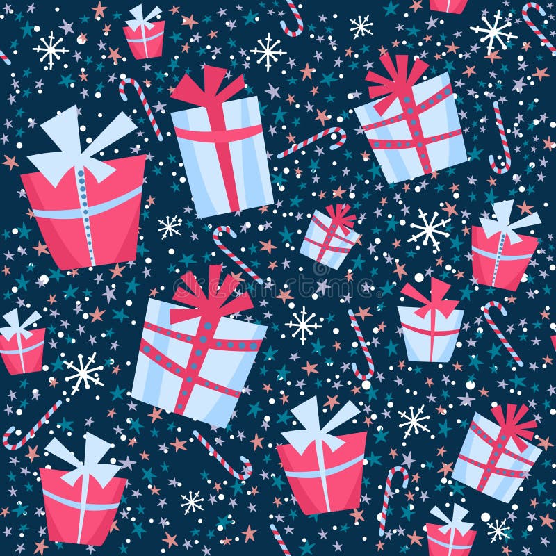 Seamless Pattern with Present Boxes. Vector Stock Illustration ...