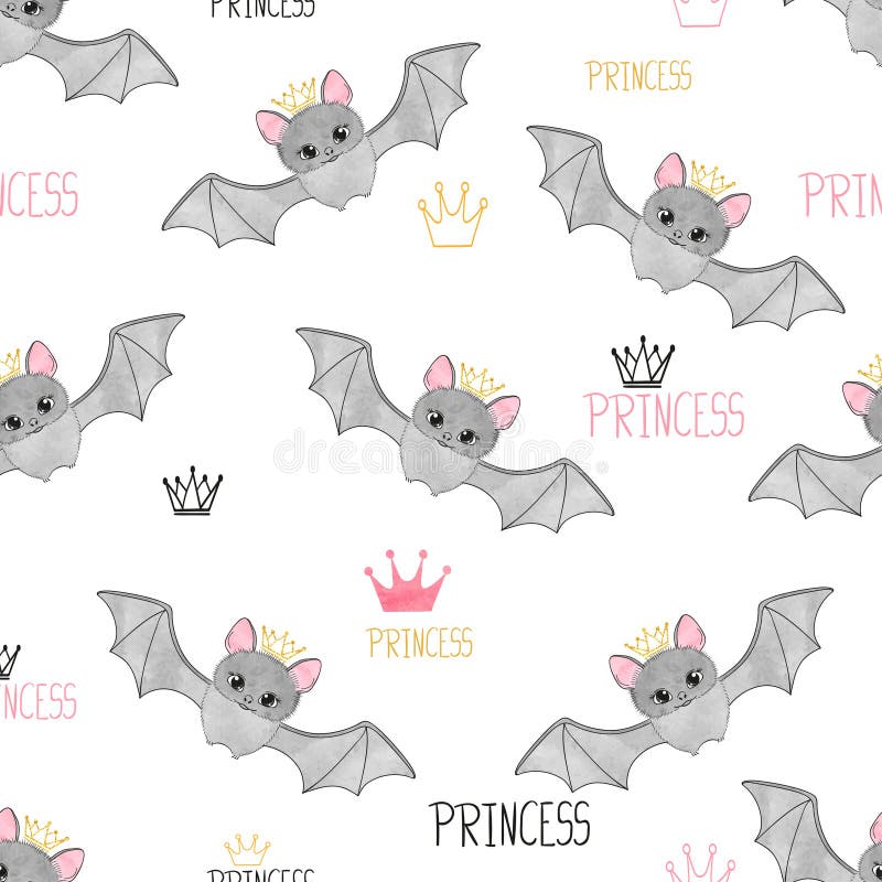 Seamless Pattern with Princess Bat. Stock Vector - Illustration of ...