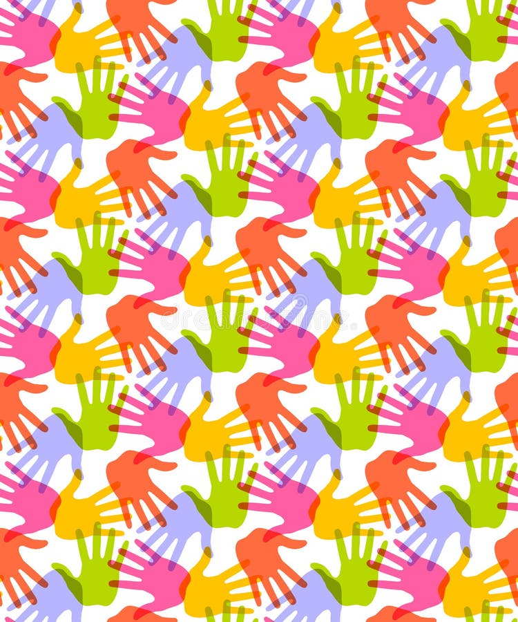 Seamless Pattern. Print of Hands Stock Vector - Illustration of pattern ...