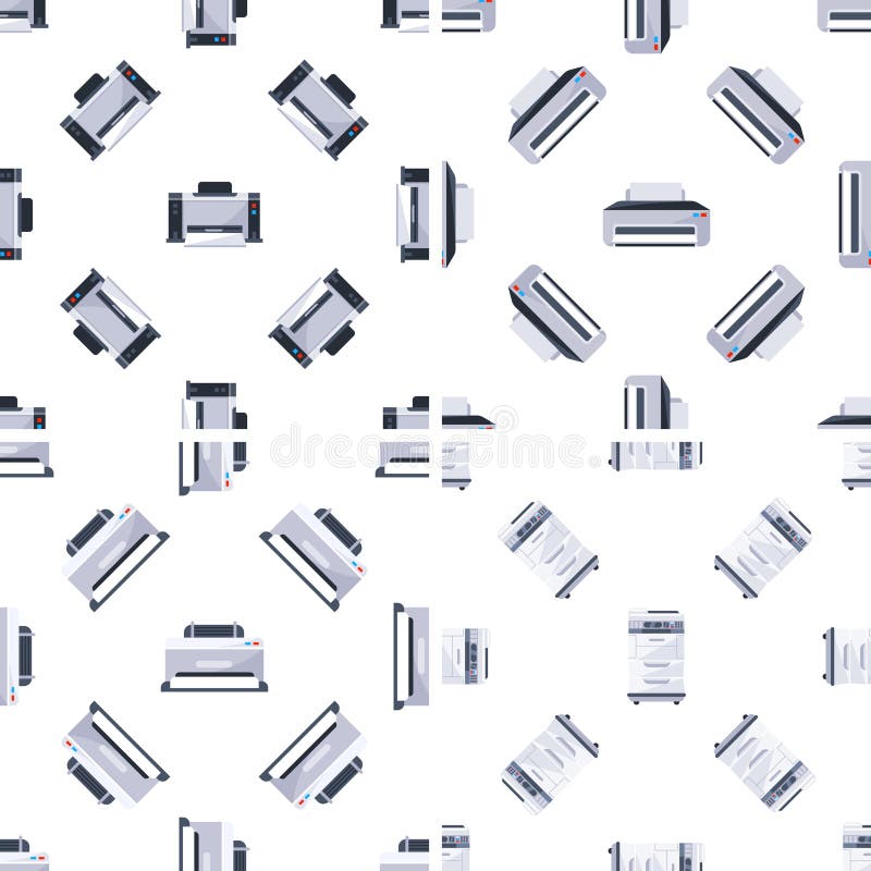 Seamless Pattern with Printers and Copiers Representing Printing and ...