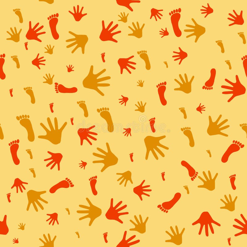 Seamless Pattern with Prints of Hands and Feet Stock Vector ...