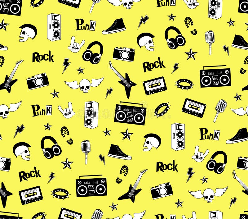 Yellow punk music poster stock vector. Illustration of genre - 10408025
