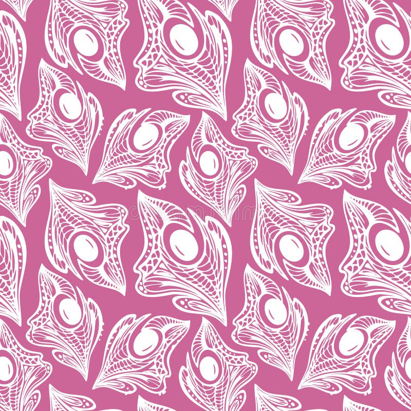 Seamless Pattern of Purple Abstract Decorative Elements on a White ...