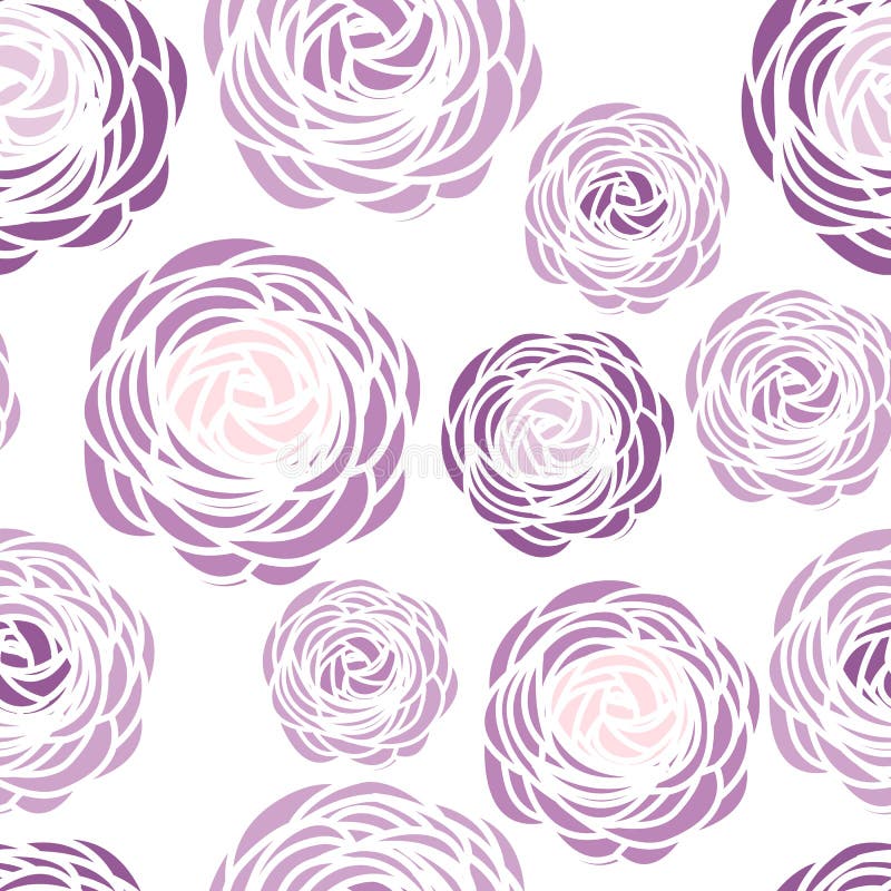 Seamless Pattern with Purple Flowers Stock Vector - Illustration of ...