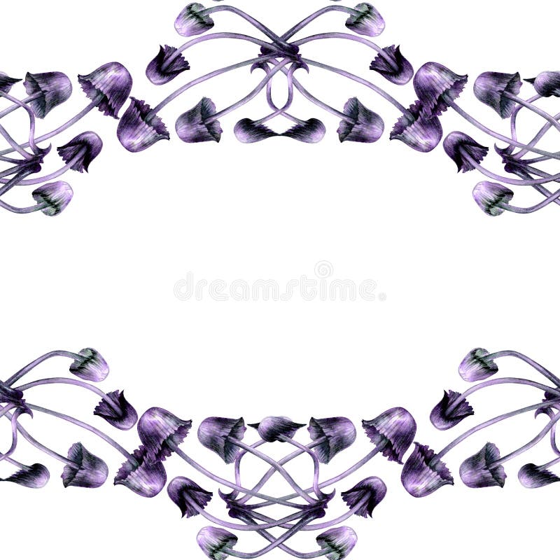 Seamless Pattern with Purple Toadstools. Watercolor Illustration of ...