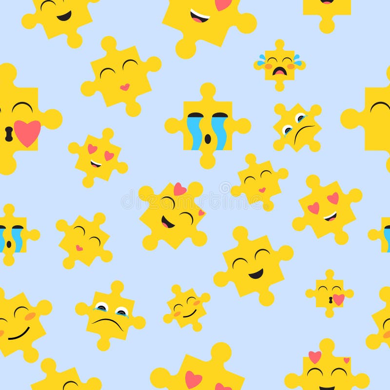 Puzzle Emoticon Sets with Puzzle Shape Stock Vector - Illustration of ...
