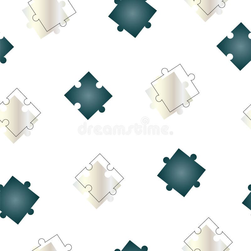 Seamless Pattern with Puzzle Pieces in Blue and Ivory Colors Vector ...